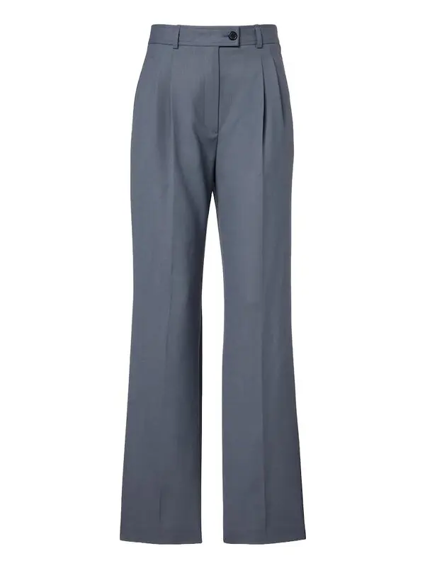 THE ROW Ragnar Virgin Wool Wide-leg Trousers - Blue