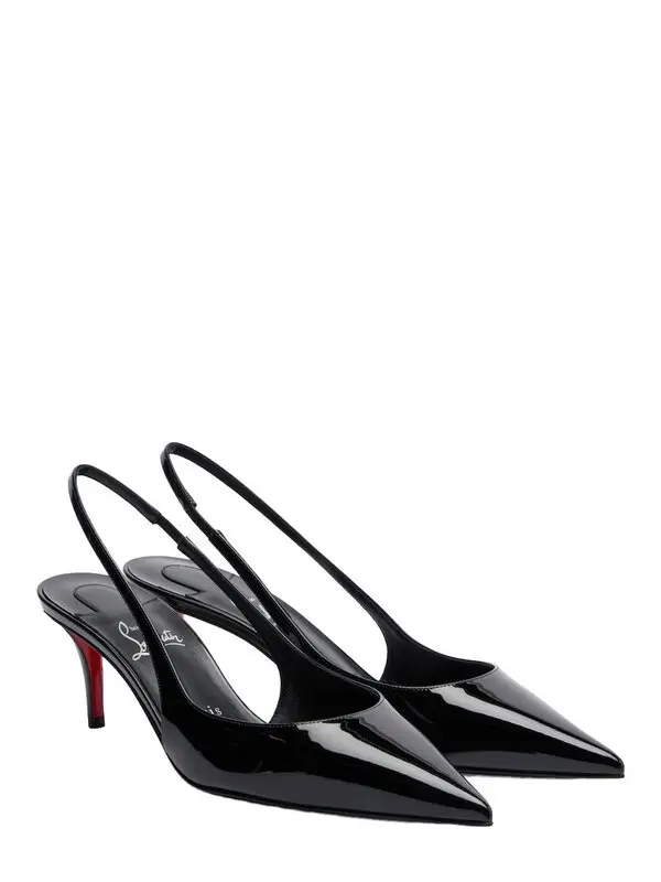 CHRISTIAN LOUBOUTIN Miss Z 60 Patent Leather Slingback Pumps - Black/lin Black
