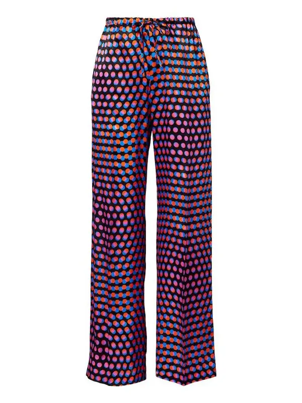 Dries Van Noten Polka-dot Silk Wide-leg Trousers - Black
