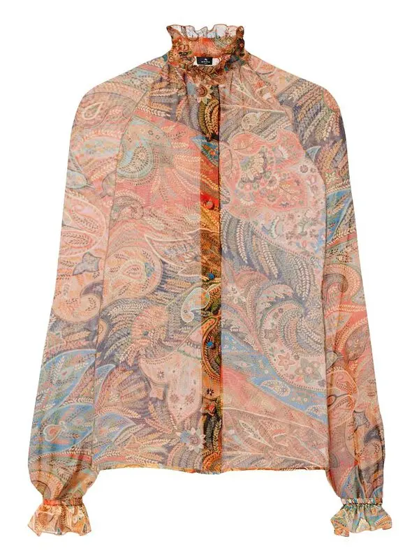 Etro Printed Ruffled Silk Blouse - Multicoloured