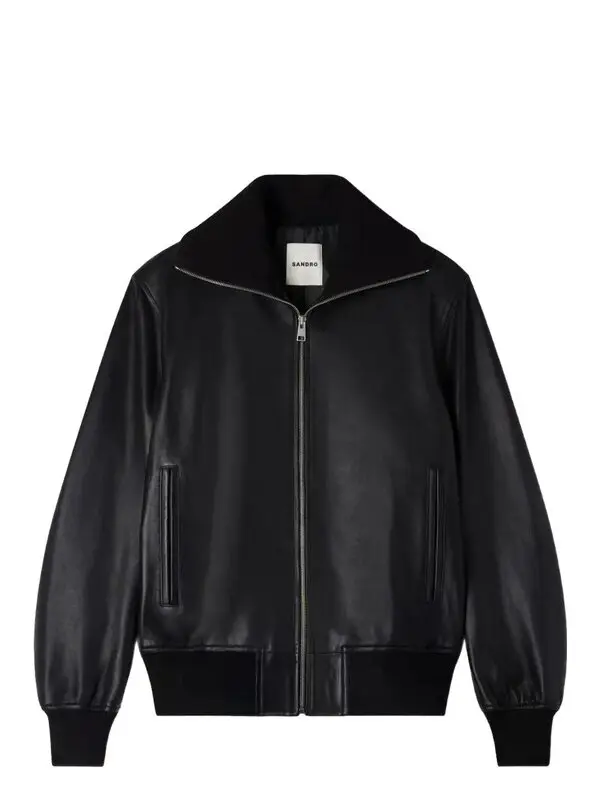 Sandro Zip-up Leather Jacket - Black