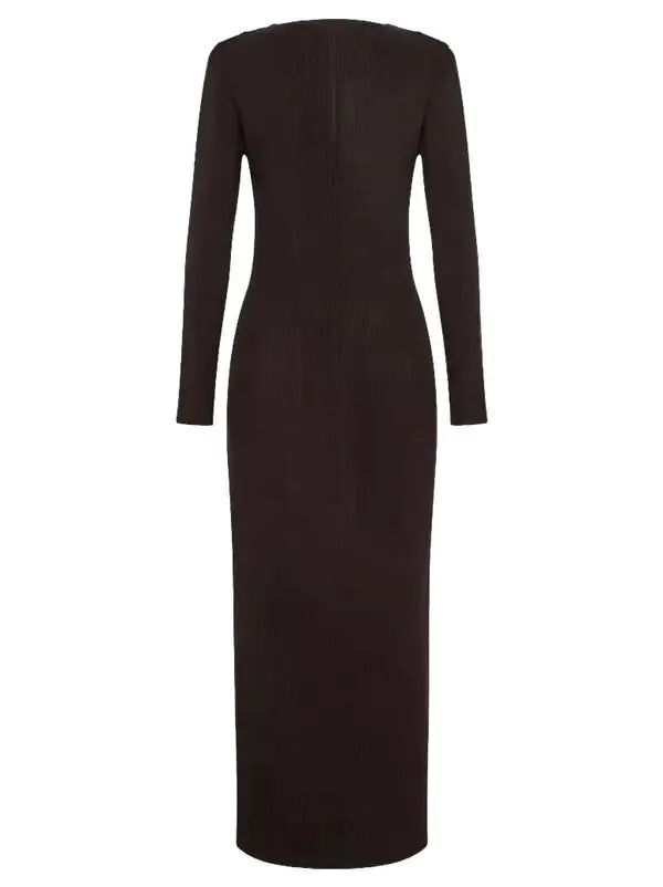 BLAZÉ MILANO Button-embellished Ribbed Midi Dress - Brown