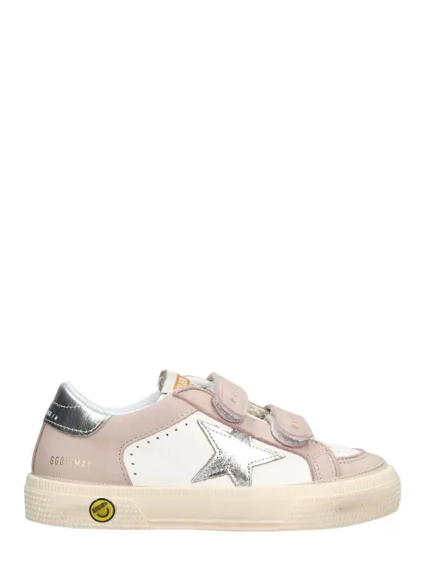 GOLDEN GOOSE May Leather Sneakers With Metallic Star Appliqu - Pink