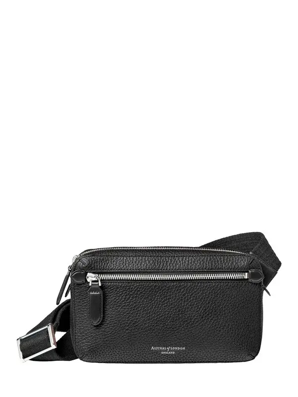 ASPINAL OF LONDON Leather Reporter Compact Belt Bag - Black