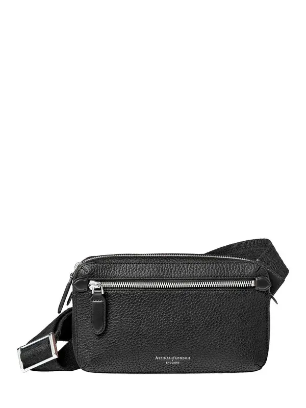 ASPINAL OF LONDON Leather Reporter Compact Belt Bag - Black