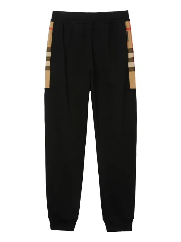 Burberry Cotton Check-trim Sweatpants - Black