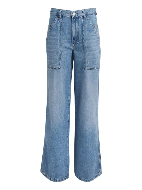 Sandro Wide-leg Jeans With Cargo Pockets - Blue