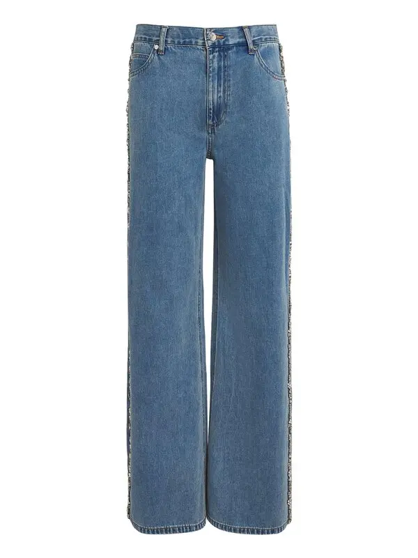 Sandro Embellished Wide Leg Jeans - Blue