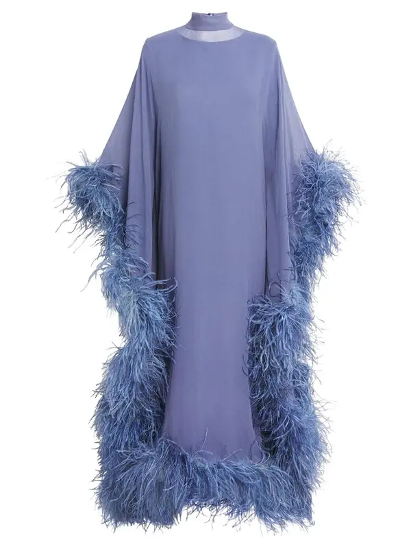 TALLER MARMO Silk Casta Diva Royale Kaftan Maxi Dress - Blue