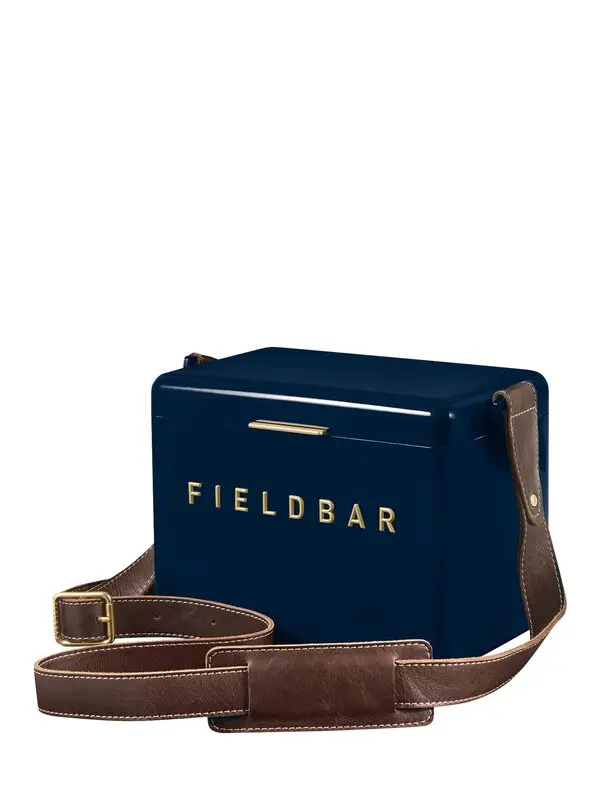 FIELDBAR Mini Bar Cooler Box With Leather Sling - Blue