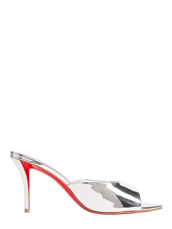 CHRISTIAN LOUBOUTIN Miss Z Mule Patent Leather Mules 80 - Silver