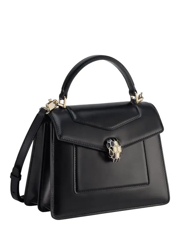 BVLGARI Leather Serpenti Forever Top-handle Bag - Black