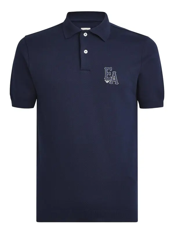 Emporio Armani Cotton Logo Polo Shirt - Blue