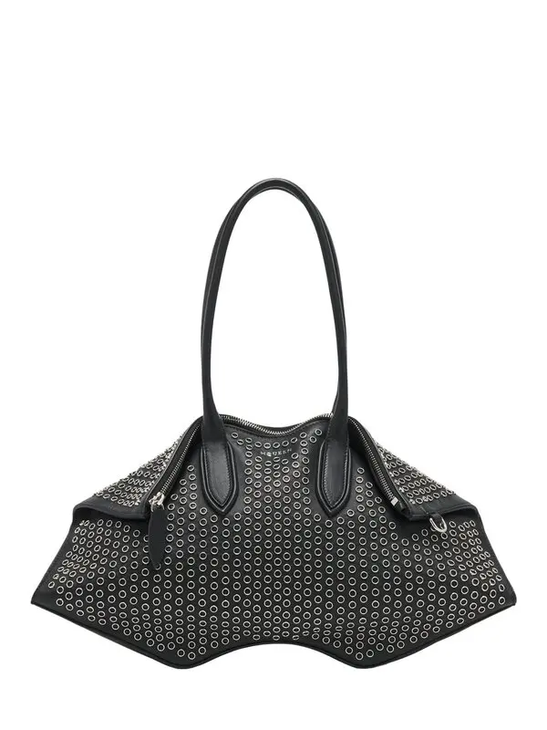 Alexander McQueen Leather Studded Manta Top Handle Bag - Black