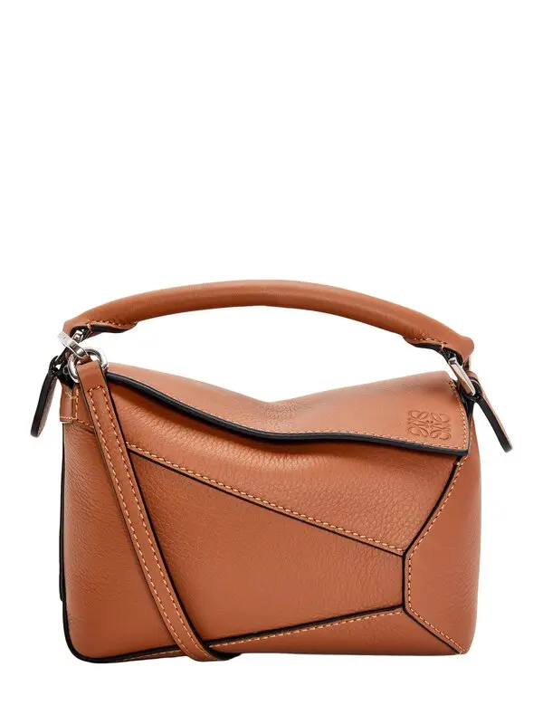 Loewe Mini Leather Puzzle Edge Top-handle Bag - Brown