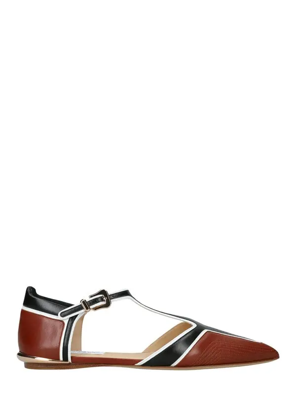 Gabriela Hearst Leather T-bar Ballet Flats - Beige