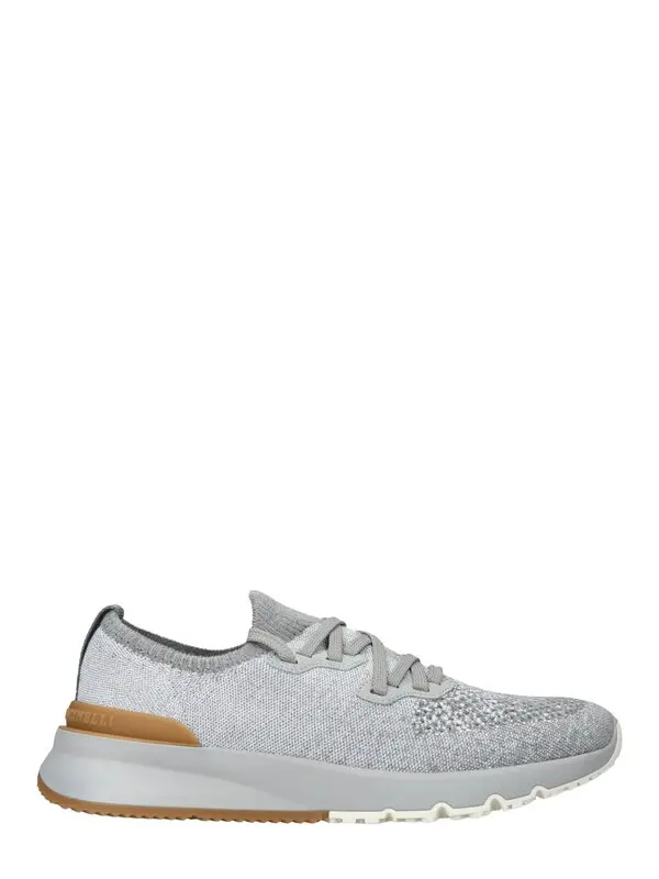 Brunello Cucinelli Knitted Lace-up Sneakers - Grey