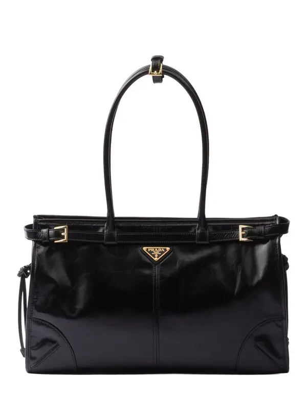 Prada Large Leather Bonnie Top-handle Bag - Black