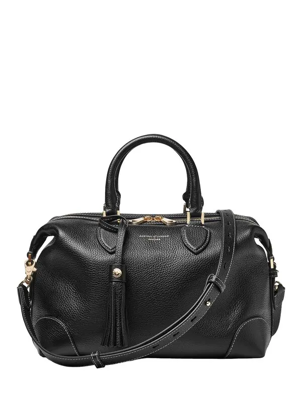 ASPINAL OF LONDON Leather Midi The Hudson Bowling Bag - Black