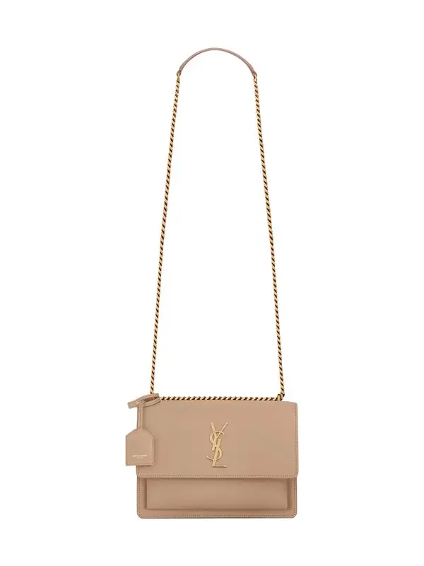 Saint Laurent Medium Sunset Shoulder Bag - Beige