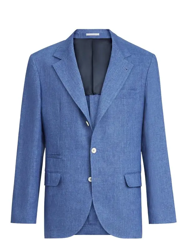 Brunello Cucinelli Linen Single-breasted Blazer - Blue