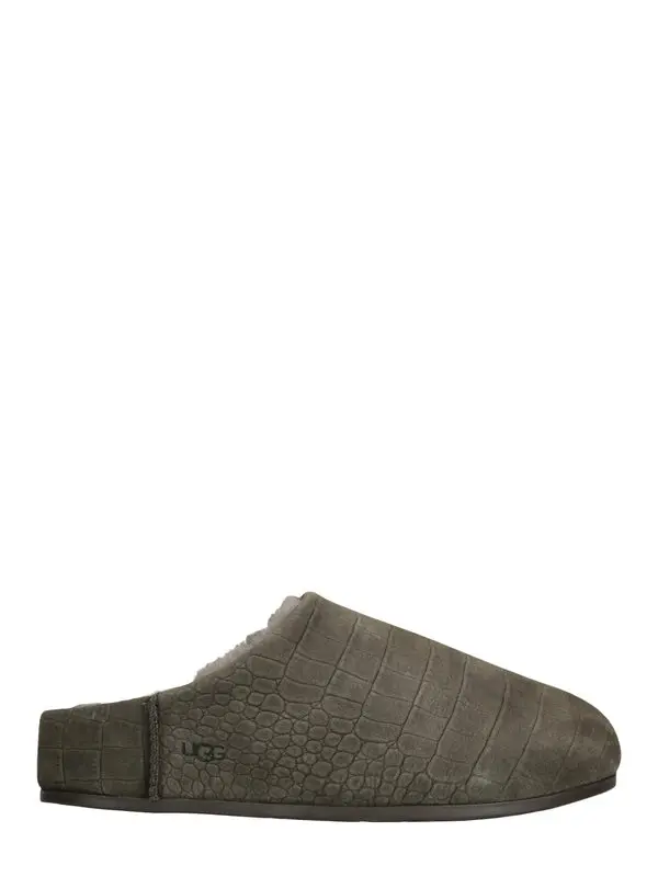UGG Leather Embossed Elea Slippers - Grey
