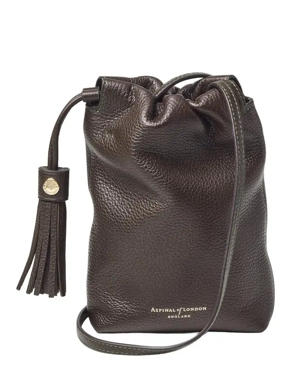 ASPINAL OF LONDON Soho Leather Drawstring Pouch - Brown