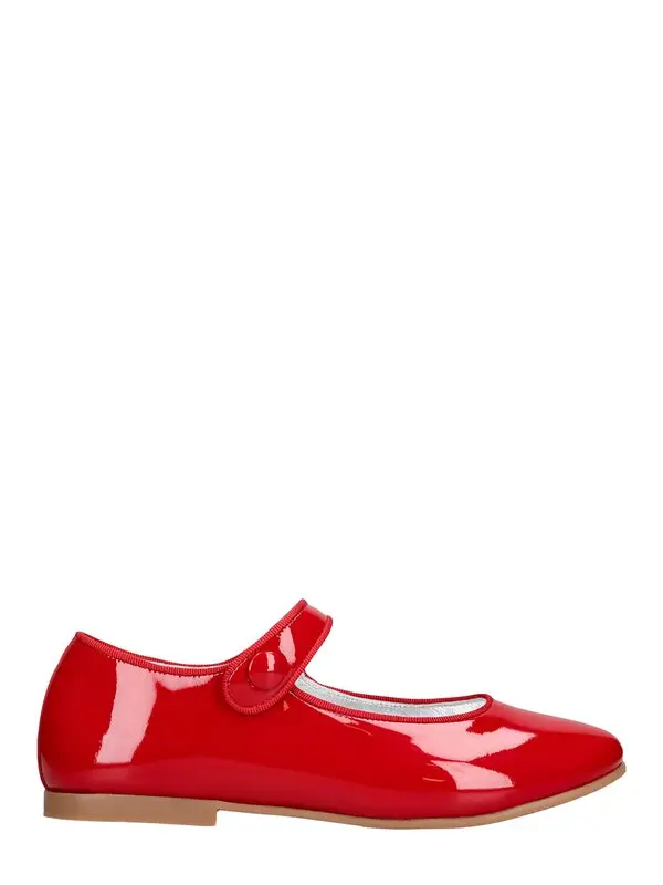 PAPOUELLI Patent Leather Angelica Mary Jane Shoes - Red
