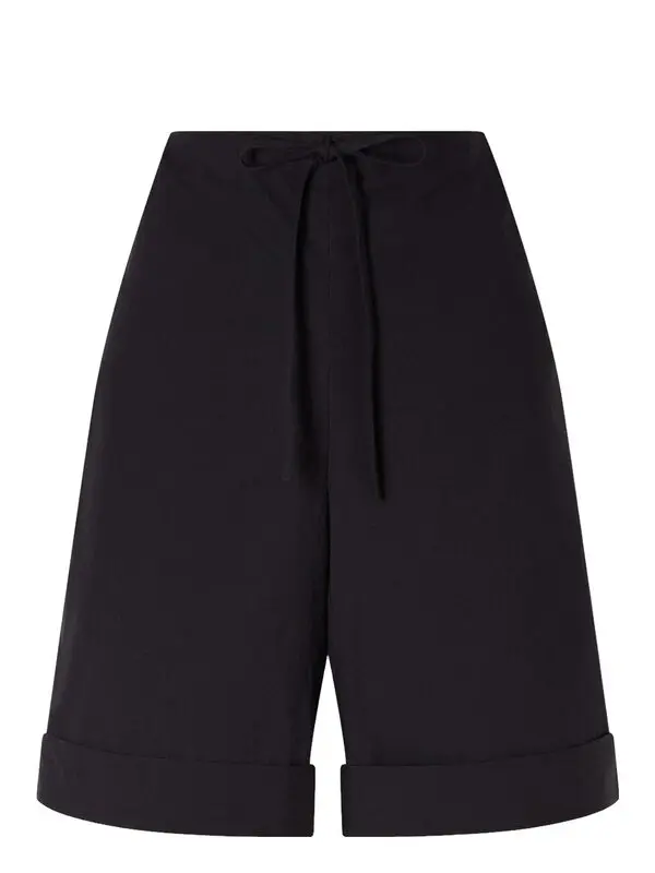 THE ROW Emiliano Cotton-poplin Wide-leg Shorts - Black