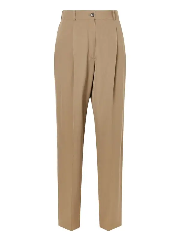 THE ROW Gianni Pleated Wool Trousers - Neutrals