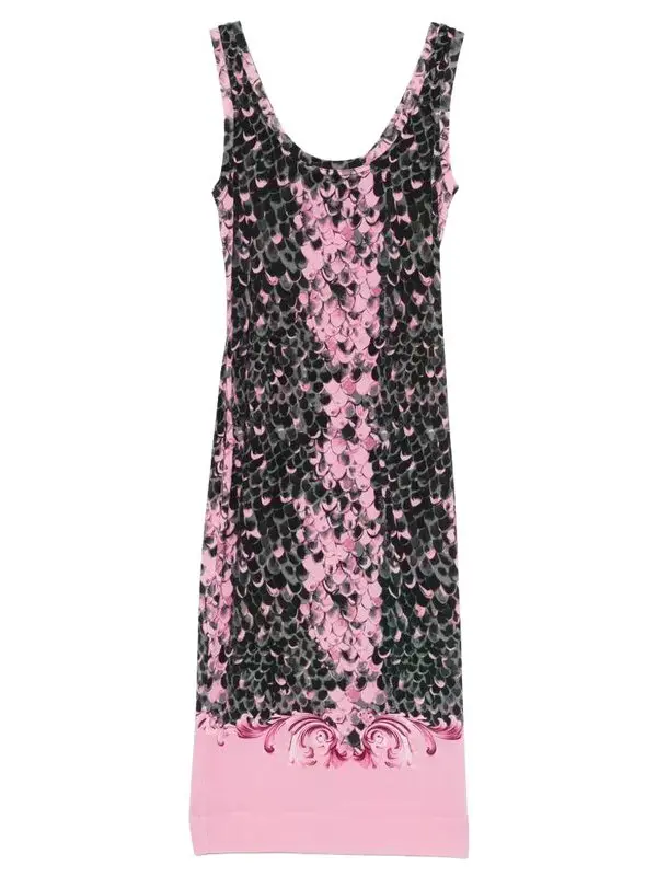 Versace Sleeveless Printed Midi Dress - Pink