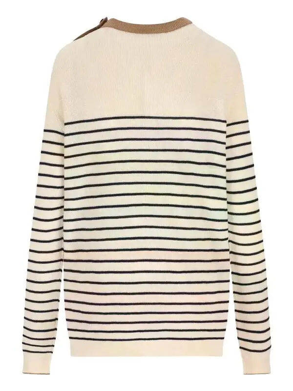 Prada Striped Button-detail Sweater - Neutrals