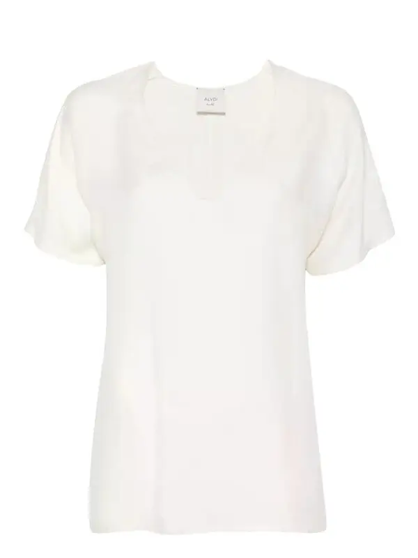 ALYSI V-neck Short-sleeved Top - Neutrals