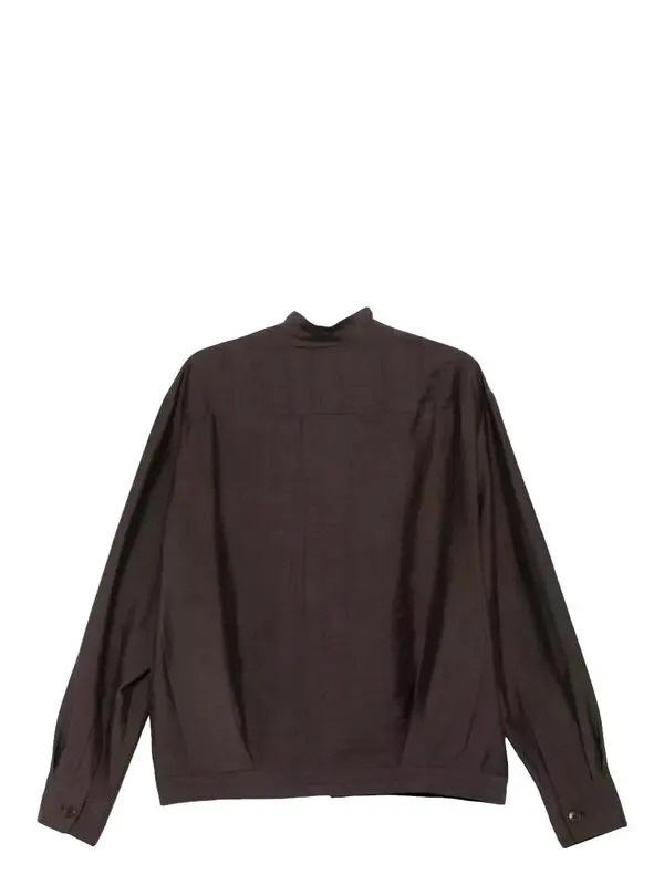 COSTUMEIN Base Otax Buttoned Collarless Shirt - Brown