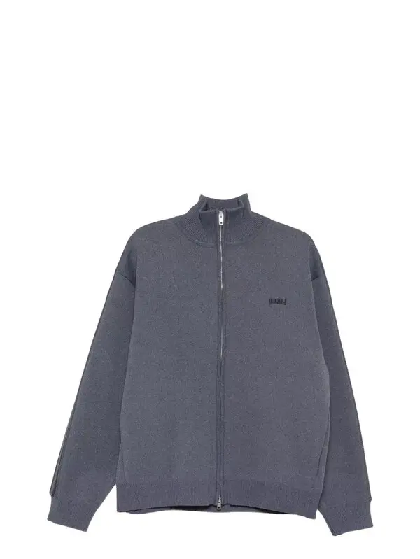 JUUN.J Striped-detail Zip-up Sweatshirt - Grey
