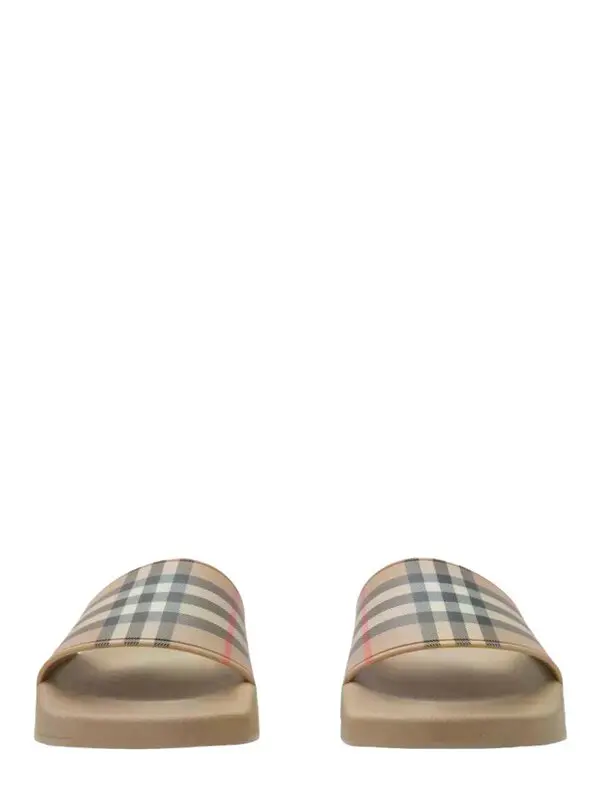 Burberry Check Slides - Neutrals