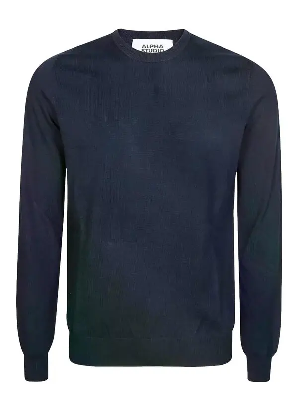 Alpha Studio Long-sleeve Crewneck T-shirt - Blue
