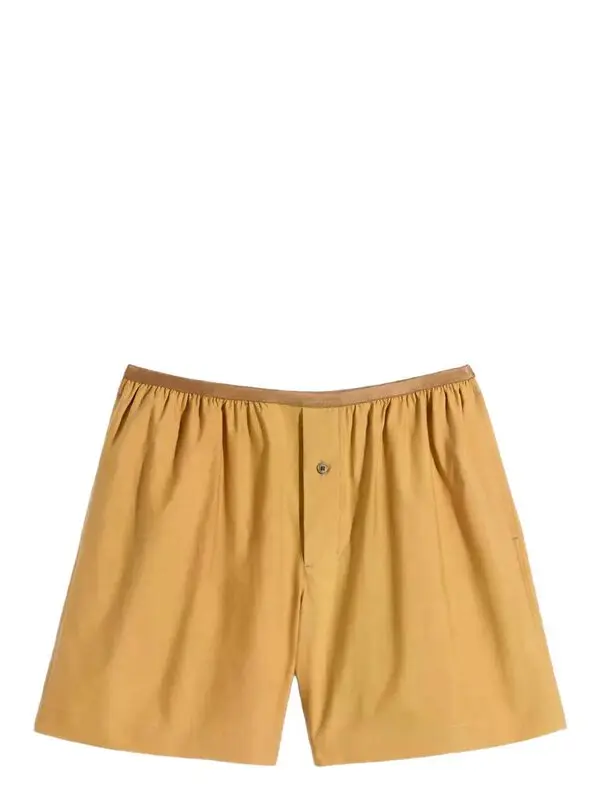 LEMAIRE Lemiare Buttoned Elasticated Shorts In Washed Cotton And Silk - Neutrals