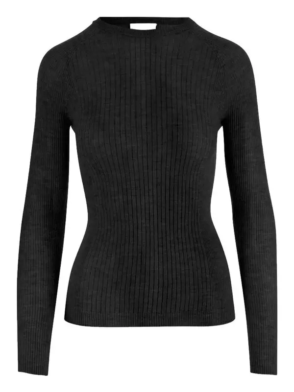 SA SU PHI Long-sleeved Ribbed Crew Neck T-shirt - Black