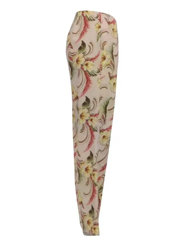 Oscar De La Renta Floral Print Wide-leg Trousers - Neutrals