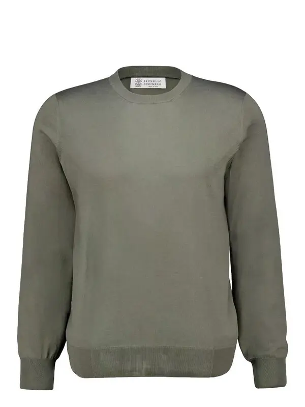 Brunello Cucinelli Crew Neck Long Sleeve Sweater - Green