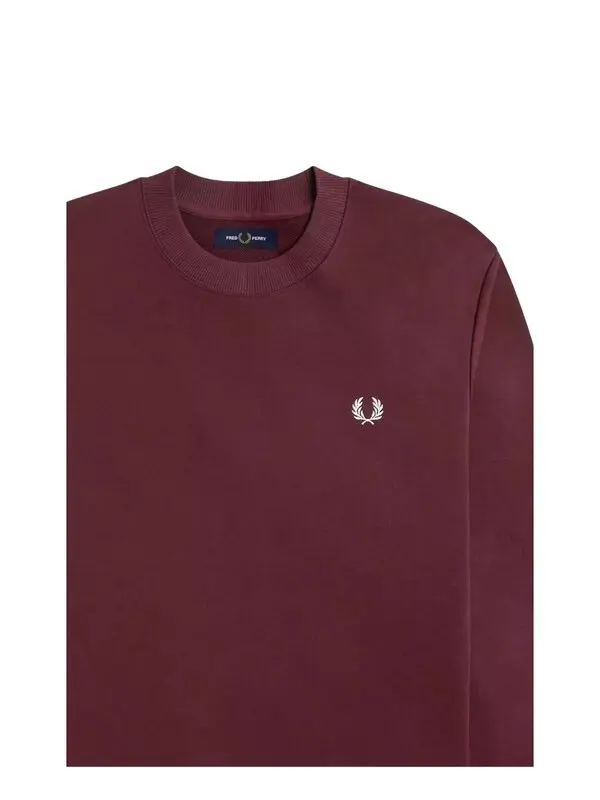 Fred Perry Logo-embroidered Ribbed Sweatshirt - Red