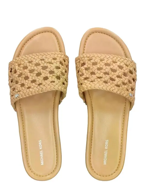 Michael Kors Woven Studded Slip-on Sandals - Neutrals