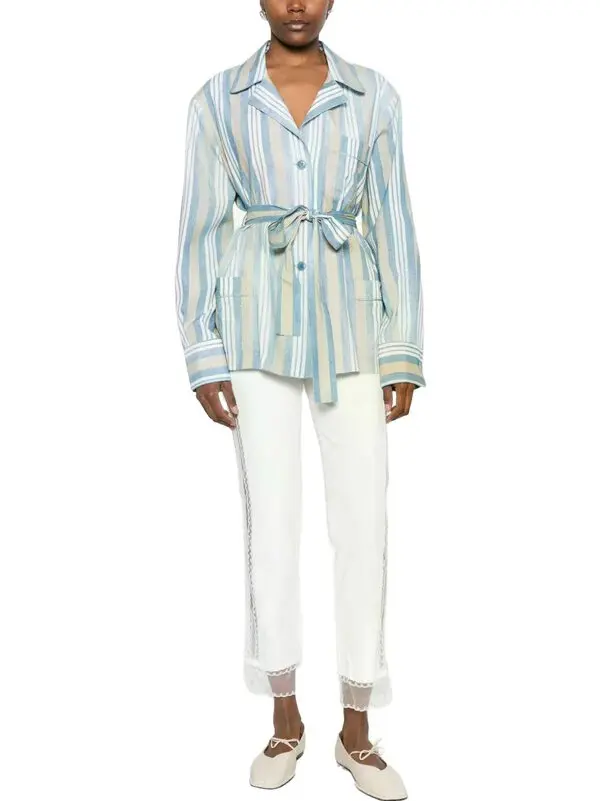 Ermanno Scervino Striped Belted Jacket - Blue