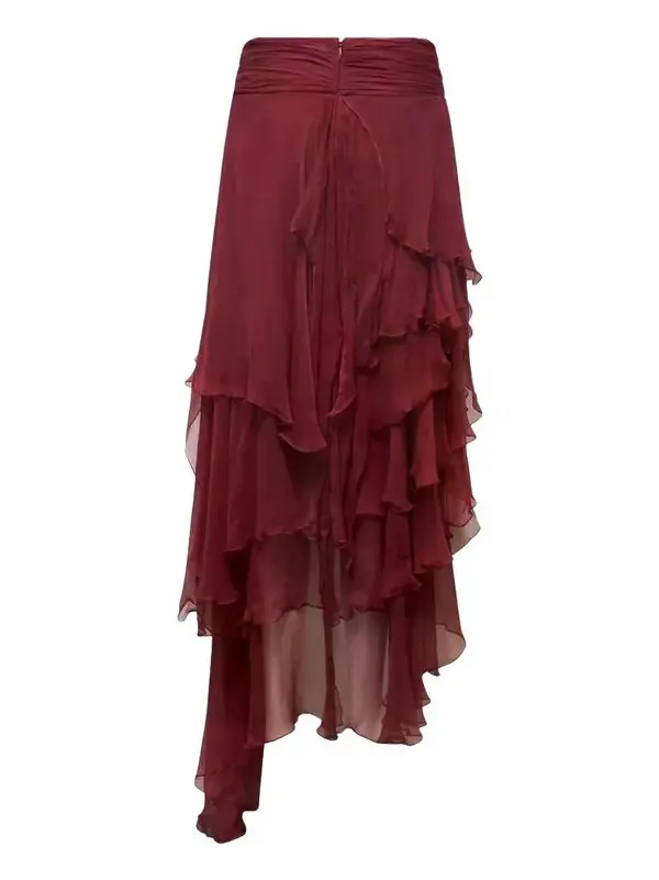 STOLEN STORES Layered Asymmetric Hem Skirt - Red
