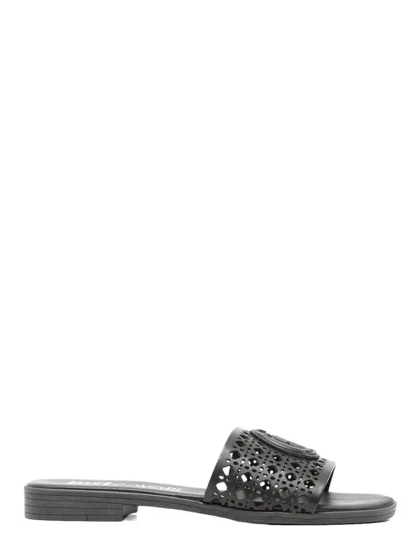 Just Cavalli Cutout Logo Detail Sandals - Black