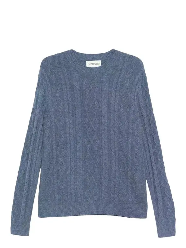 Eric Bompard Cable Knit Crew Neck Sweater - Blue