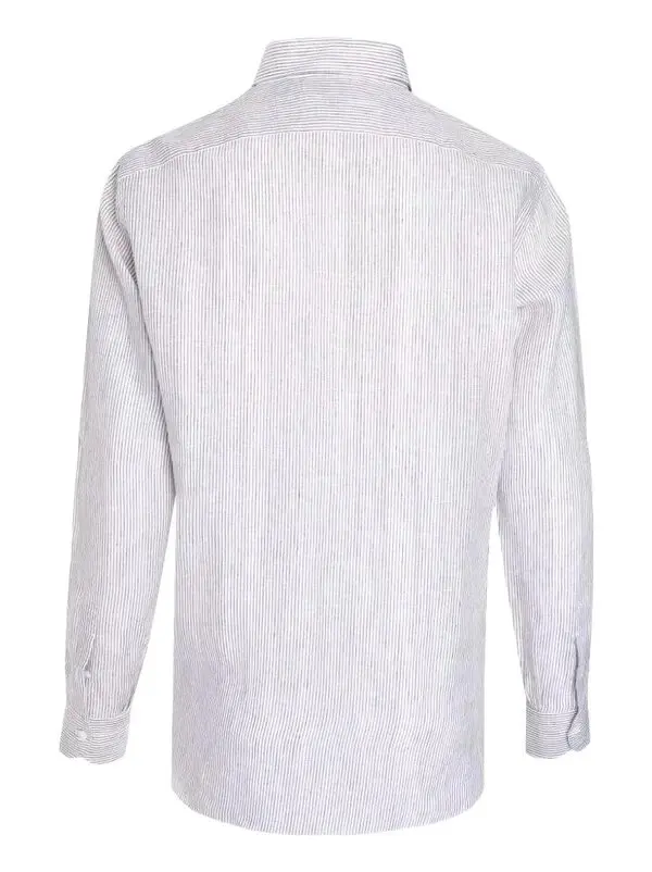 LUIGI BORRELLI Striped Long-sleeve Shirt - White