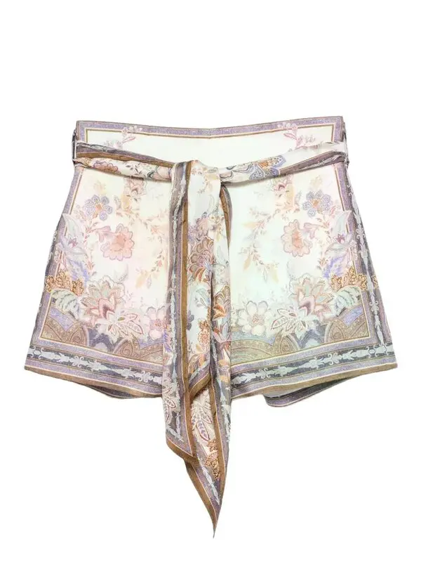 Zimmermann Luna Scarf-tie Printed Shorts - Neutrals