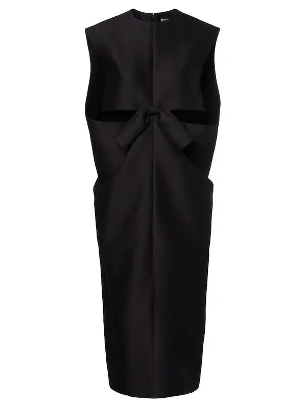 Balenciaga Cutout Crepe Satin Midi Dress - Black